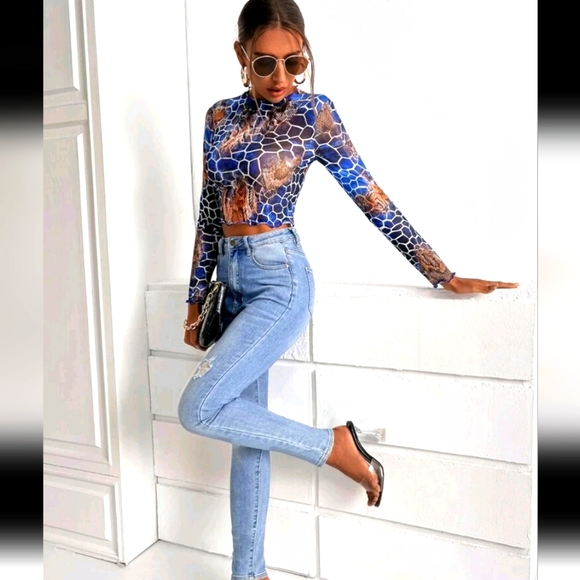 Tops | Womens Sheer Mesh Crop Top | Poshmark